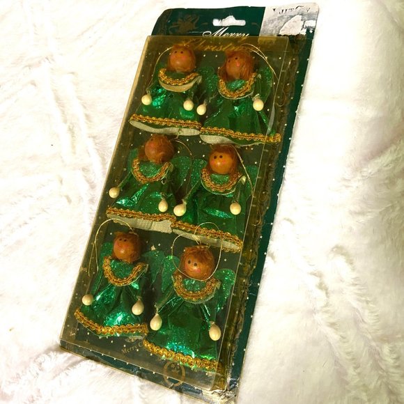 Vintage | Holiday | Vintage Nib Wooden Christmas Ornaments Brown Hair ...